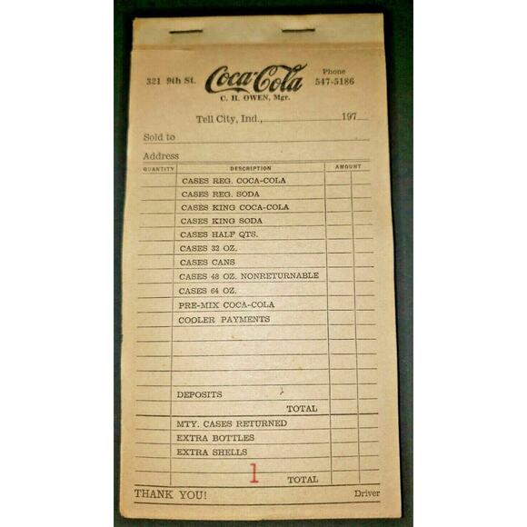 Unbranded | Other | Vintage Coca Cola Salesman Tell City Ind Coke 97 ...